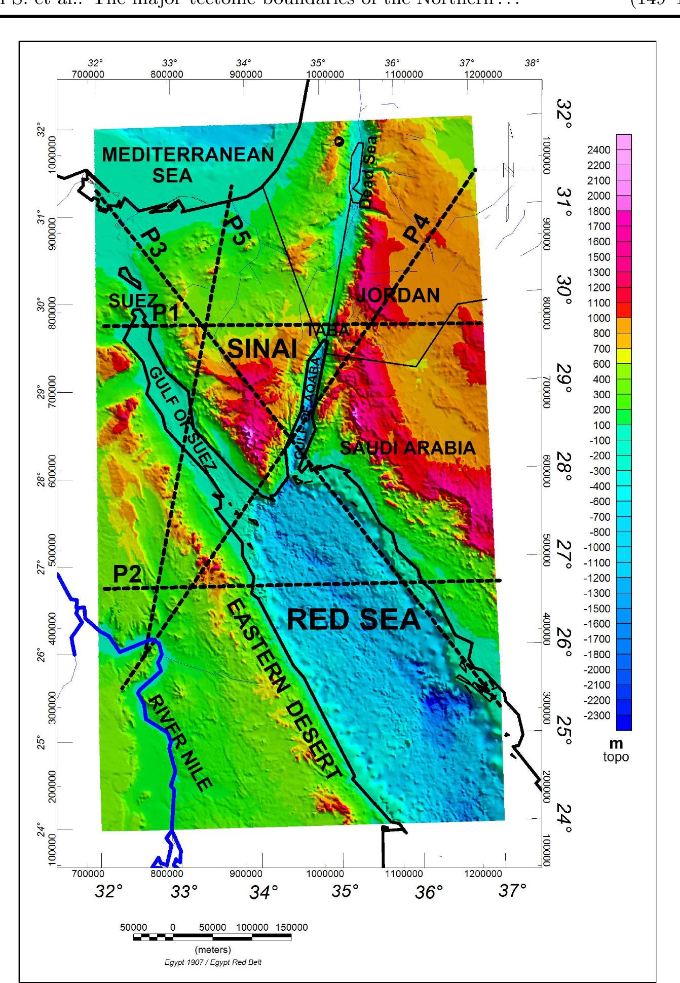Topographic and bathymetric anomaly map of the northern red