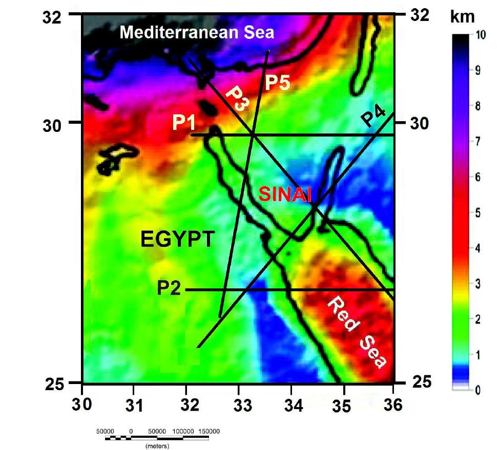 Lb. sedimentary thickness map of the northern red sea rift