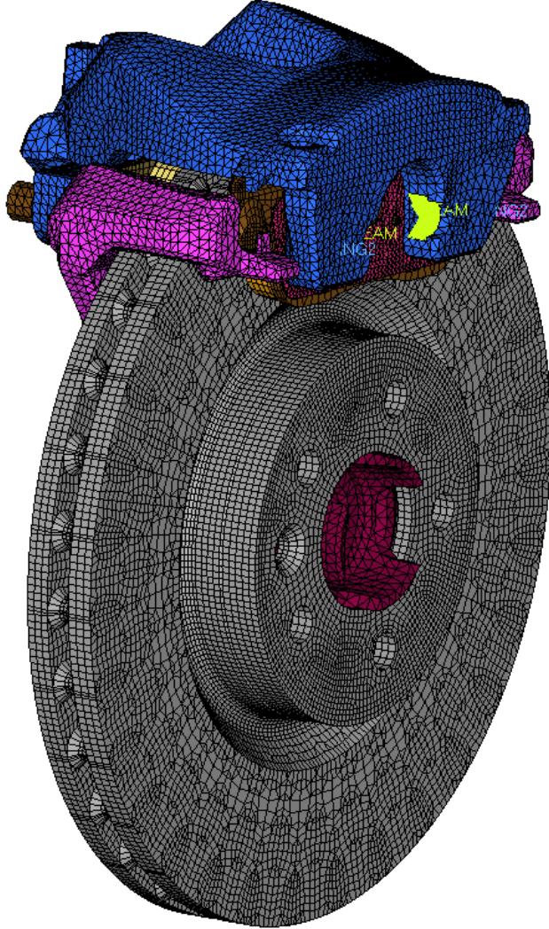 , fea model of the brake unit, outboard view