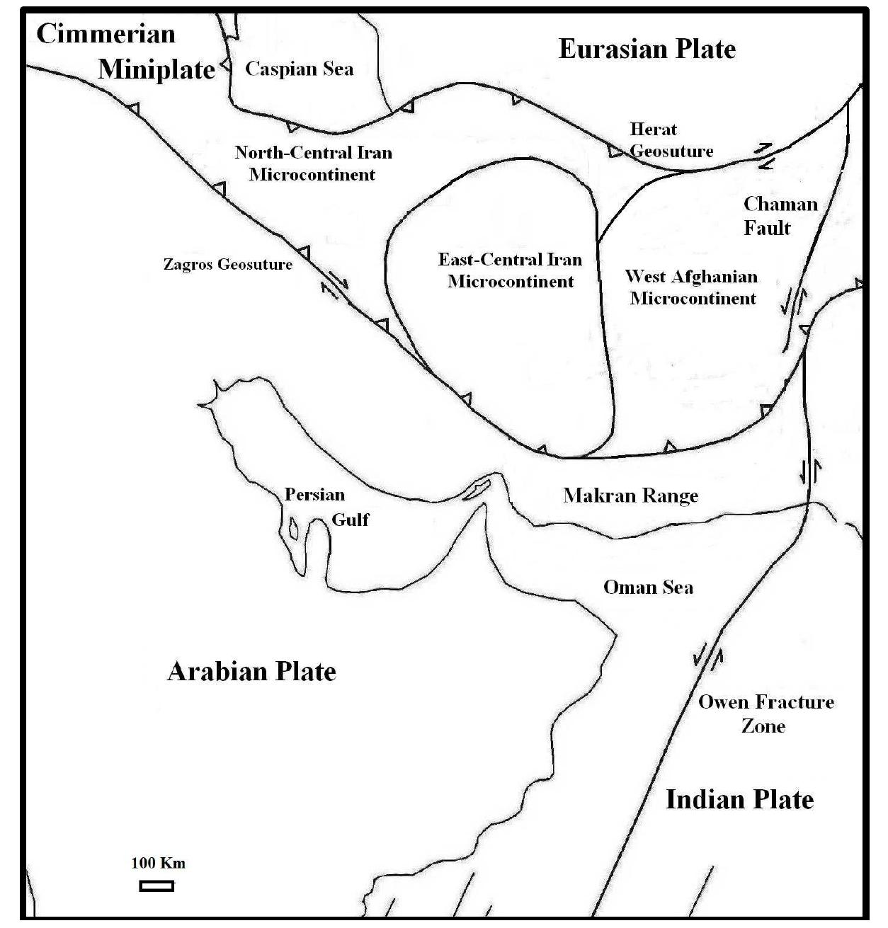 Tectonic framework map of iran, modified from [3]. finding