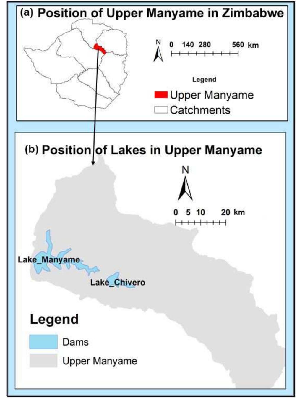 Map of study area (first: upper manyame in zimbabwe, second: