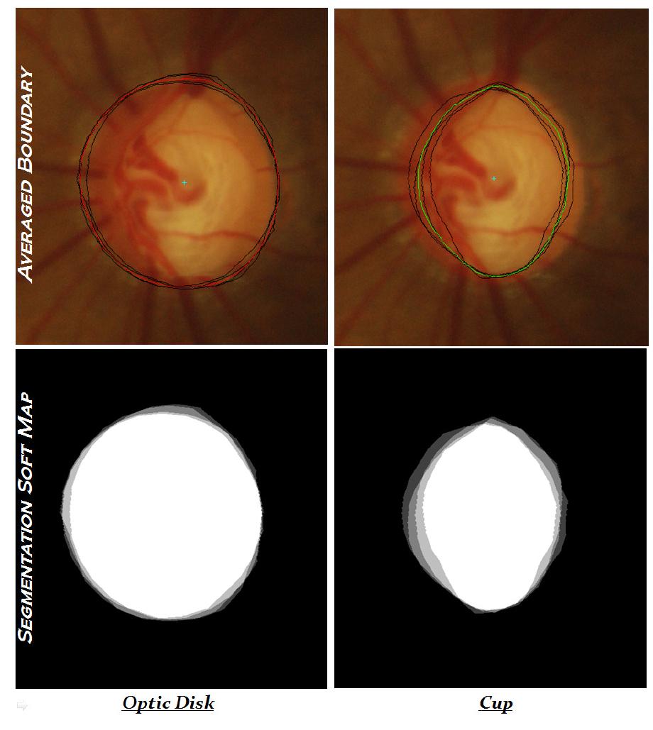 Sample markings and soft segmentation maps. top row: 4