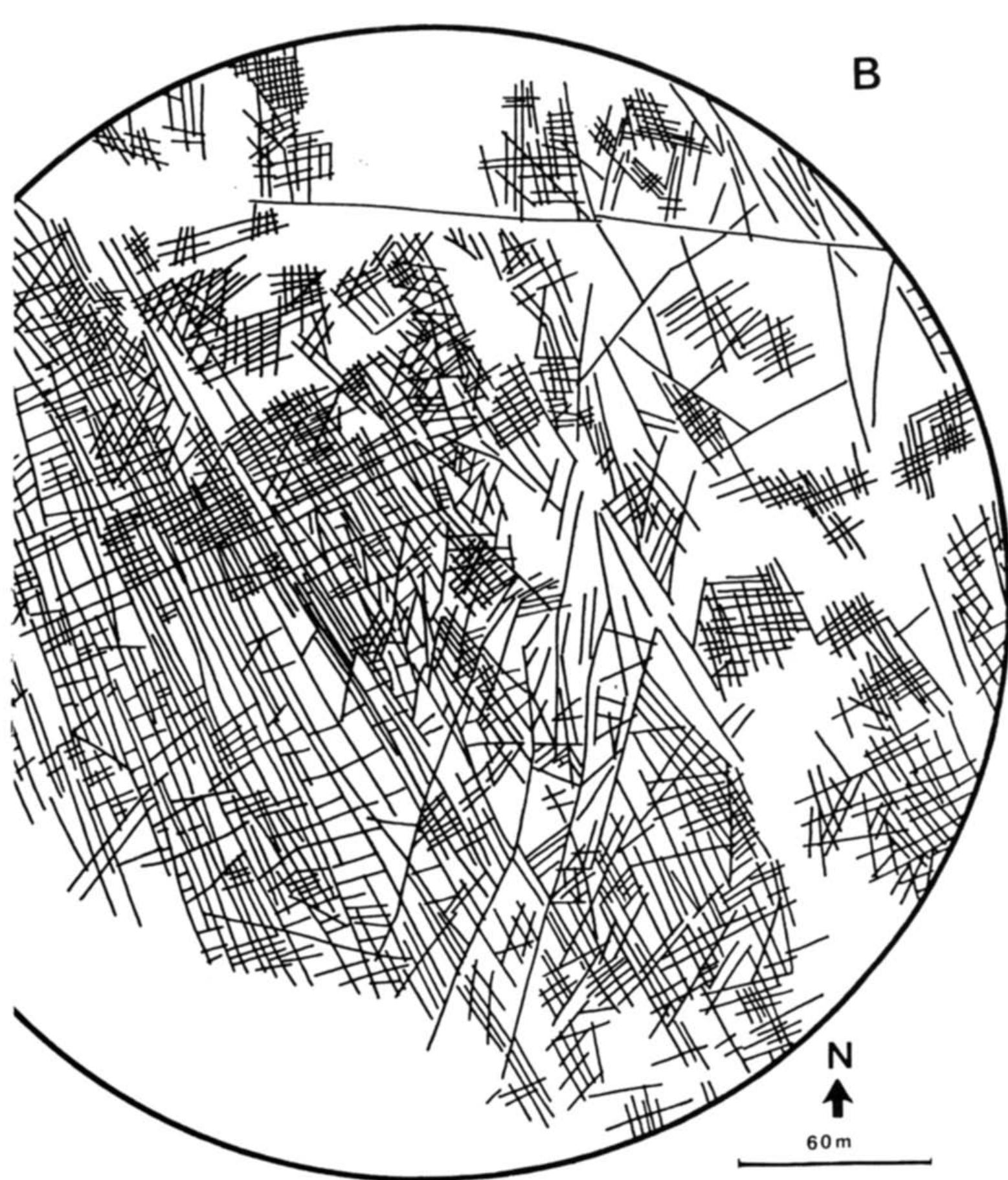 Example of fracturation outcrop visible on aerial