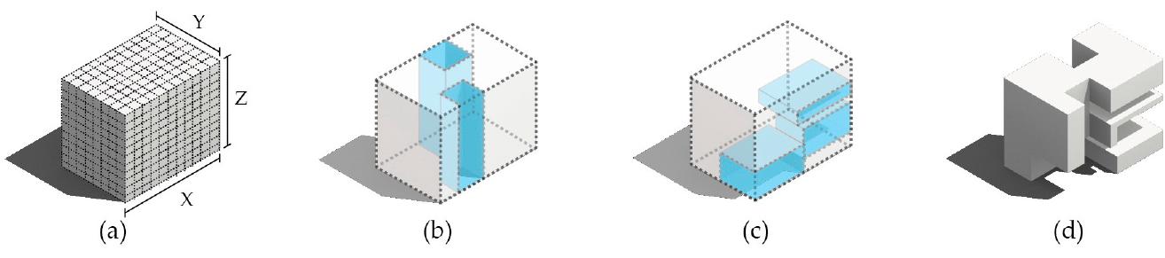The creation of the building massing by two types of