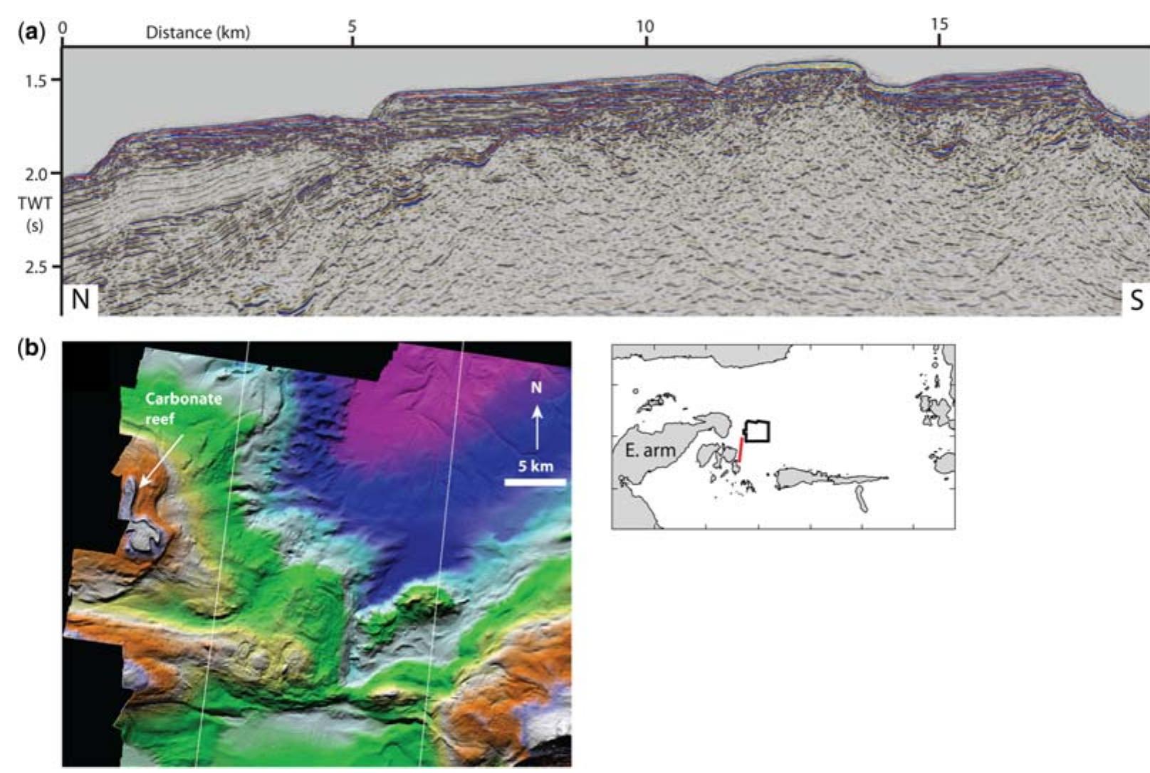 (a) detail from seismic line bs07-14 showing subsided