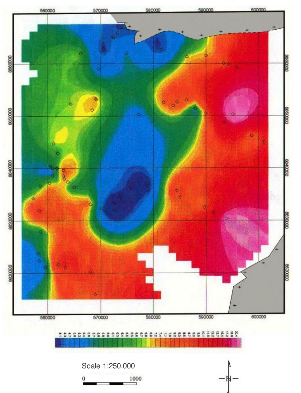 Isopach map of the interval 7-8a.