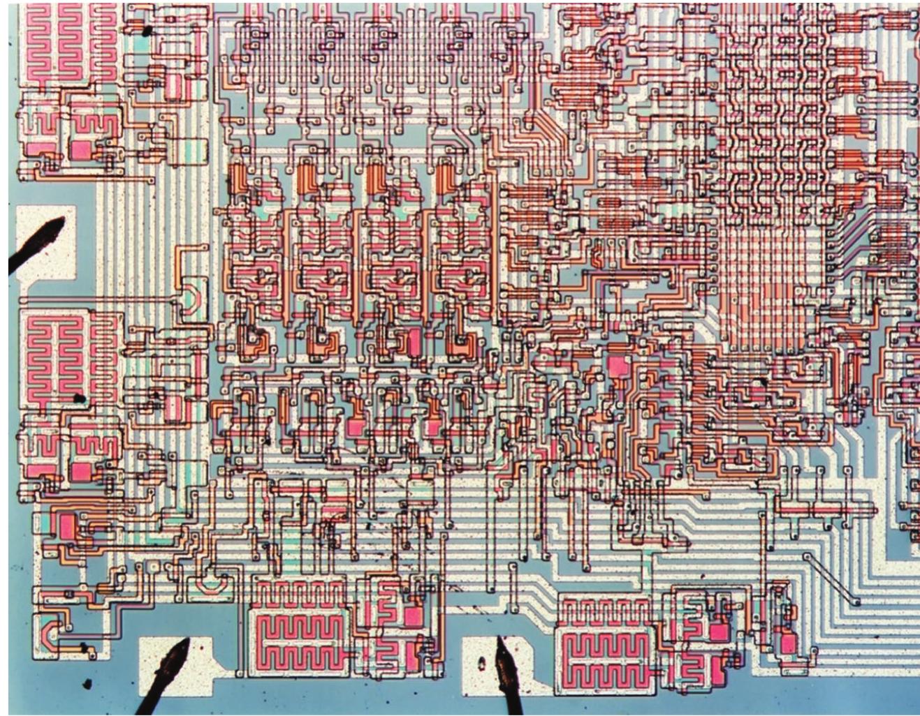This image shows a portion of the 4004 chip layout with the