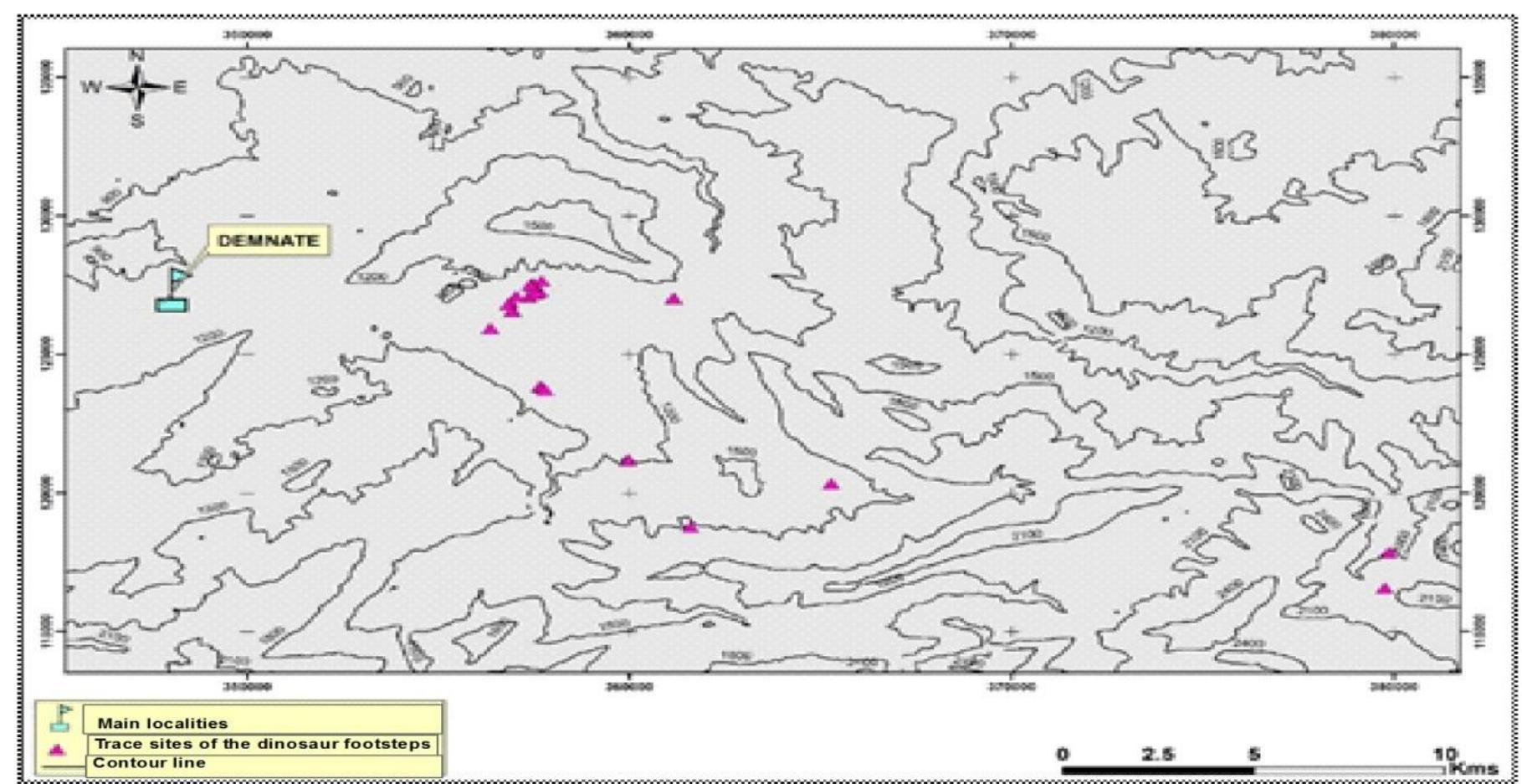 Map of the altitudes of the study area (scale 1/50 000 map),