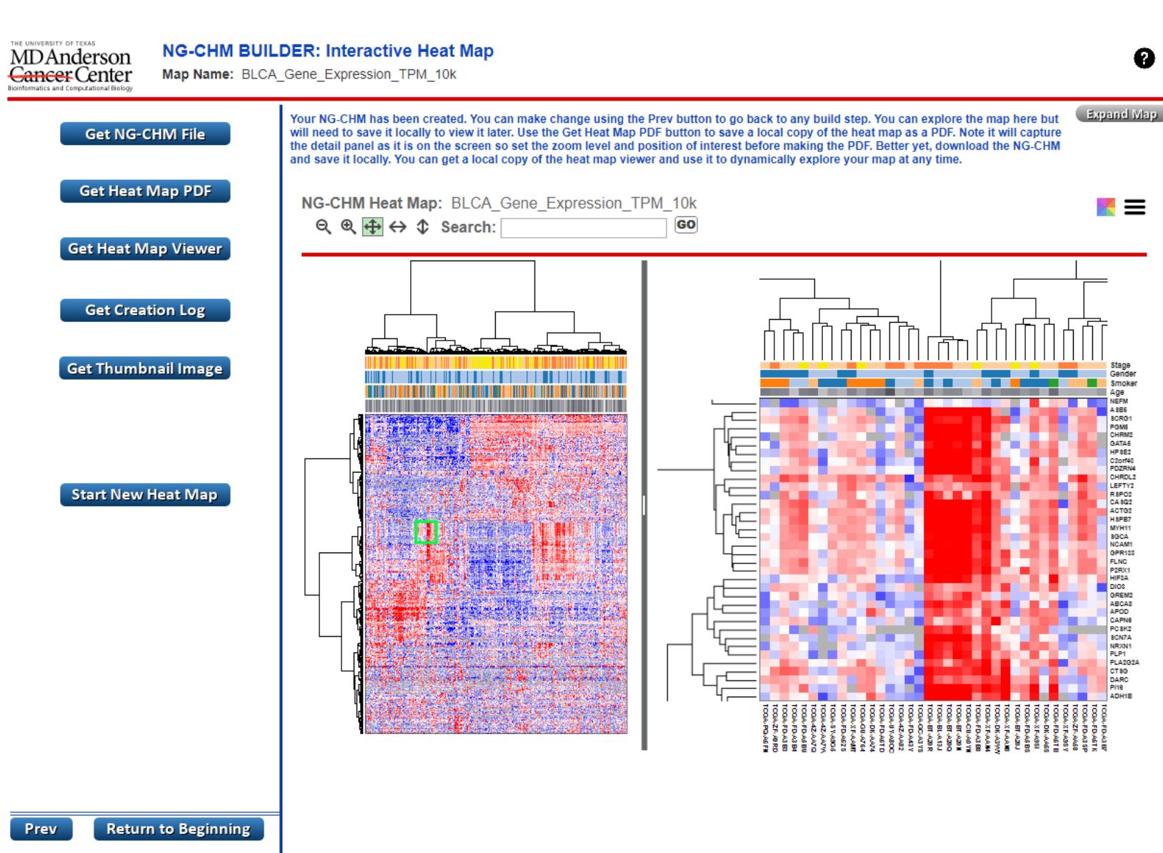 The heat map review and download screen shows the completed