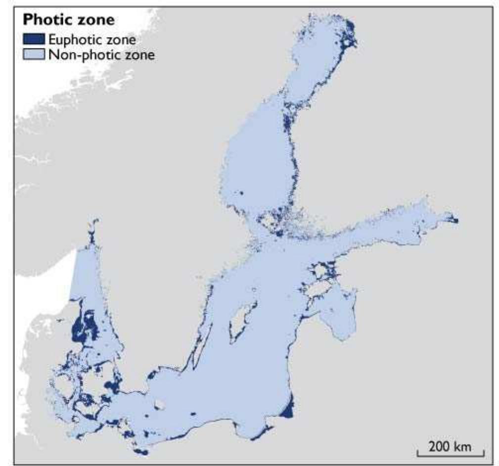 Map of the photic zones. the original modelled data set is a