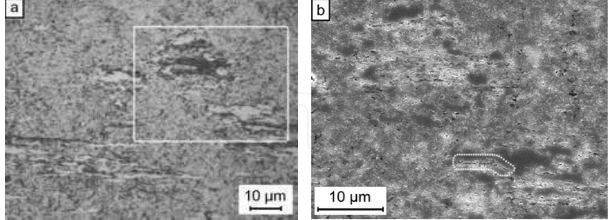 The lom micrograph in figure 29a reveals dense dark etching