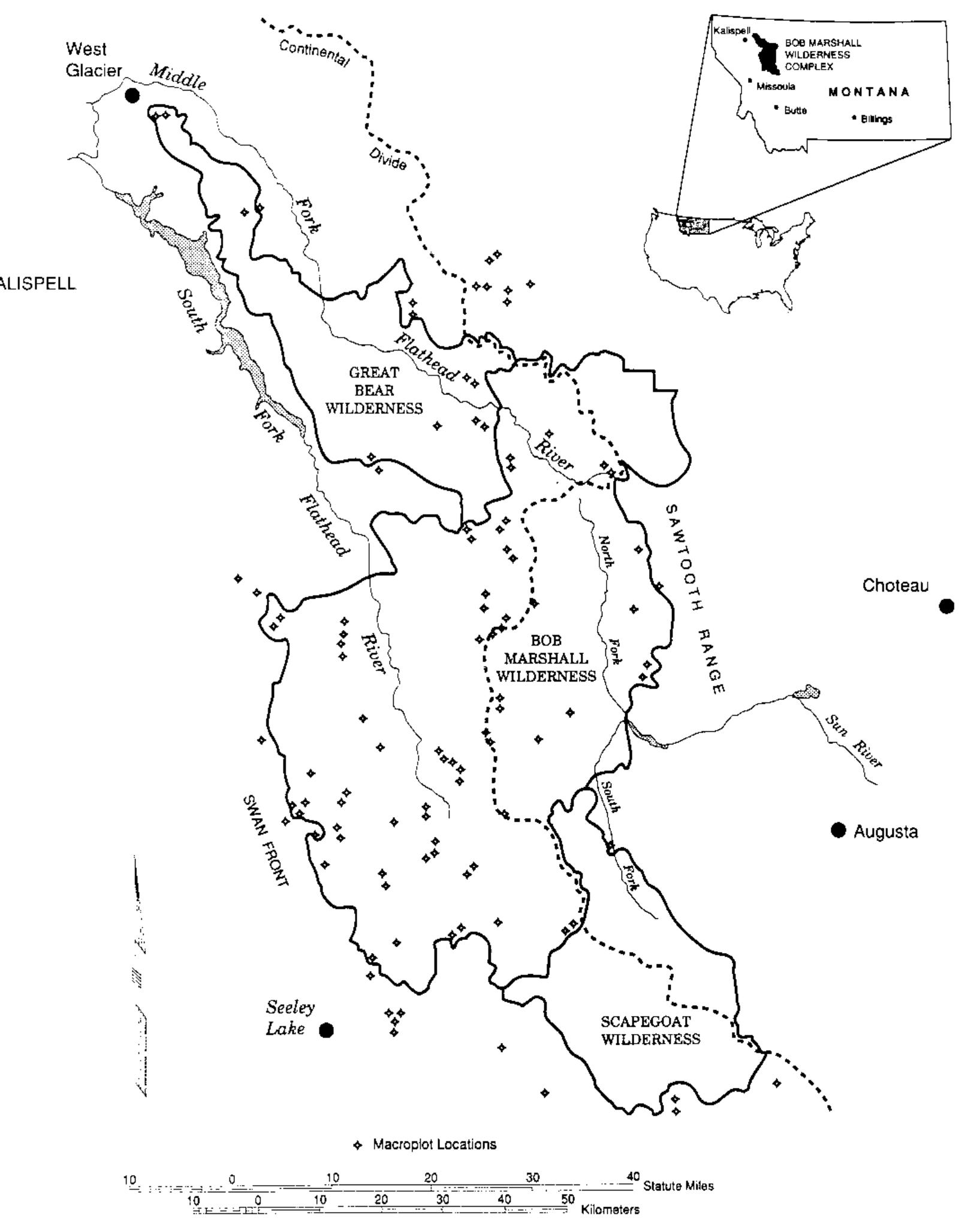 L. map of the bob marshall wilderness complex in