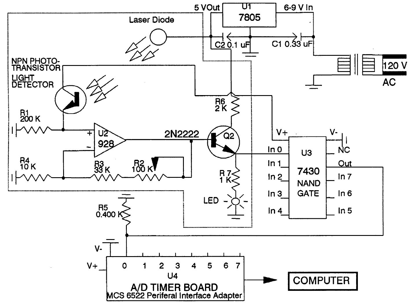 Diagram of the electronic circuit used to indicate