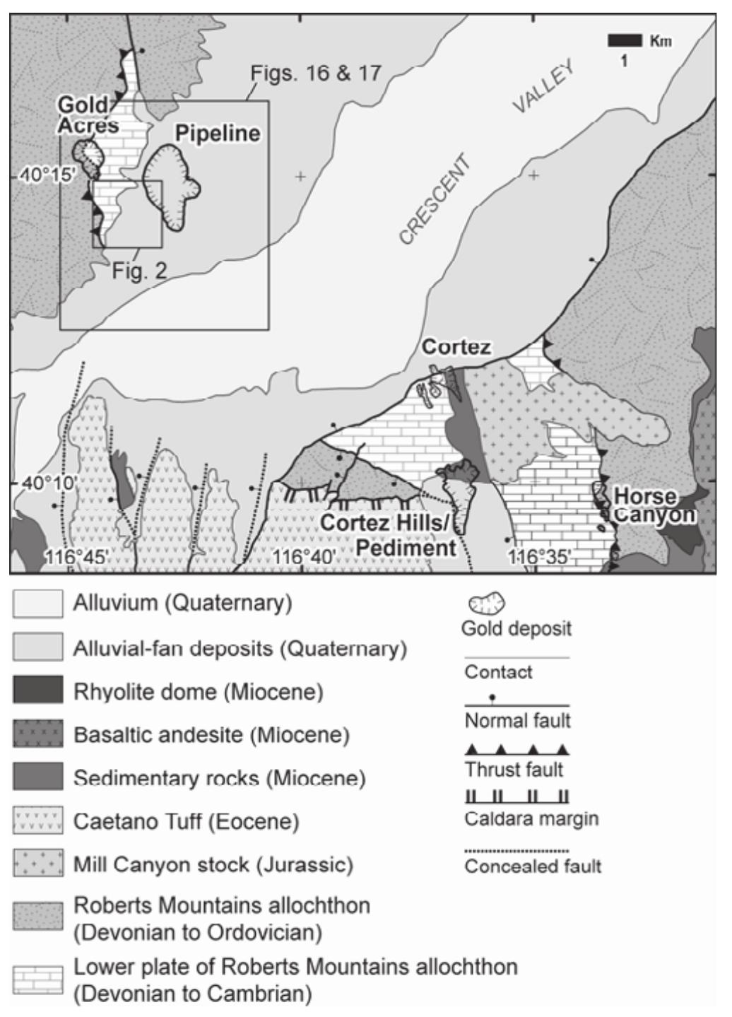 Fic. 1. geologic map of the cortez showing locations of