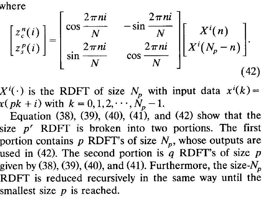 Figure 7 - Fast computation of real discrete Fourier