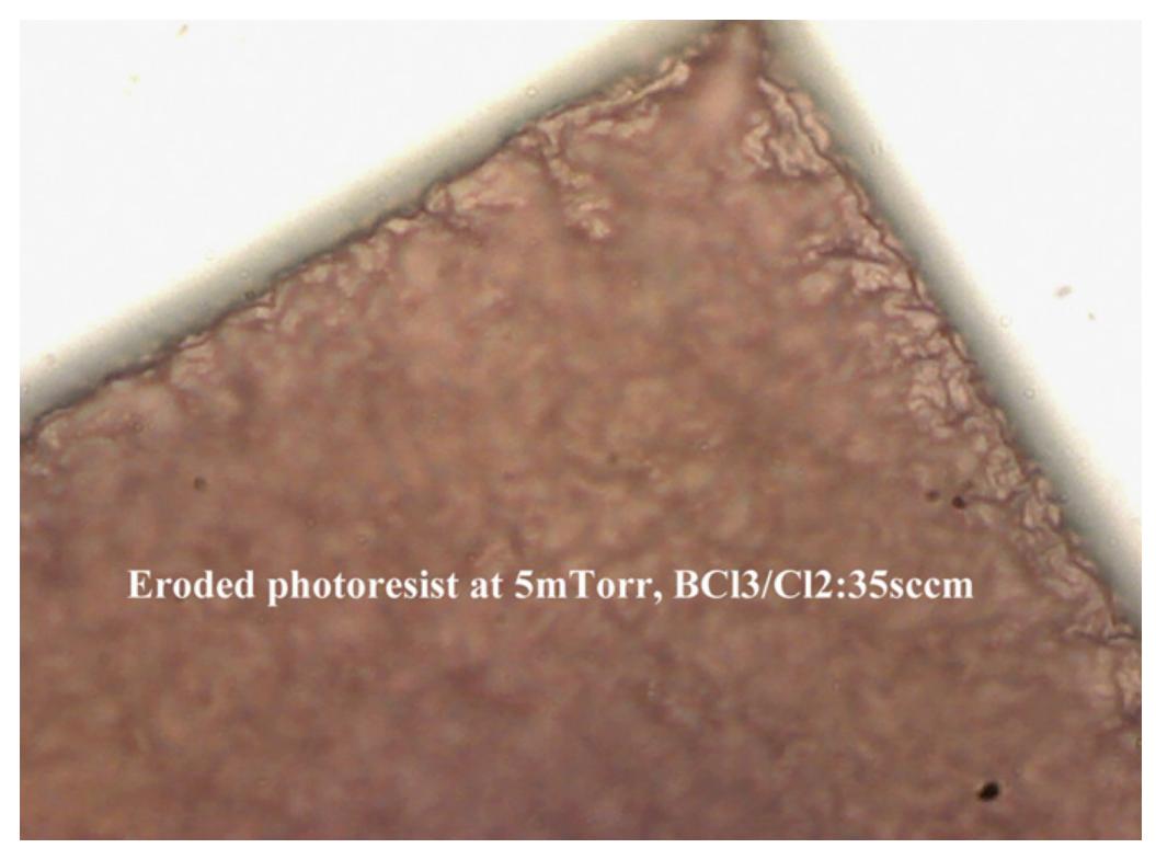 Photomicrograph showing photoresist mask pattern after