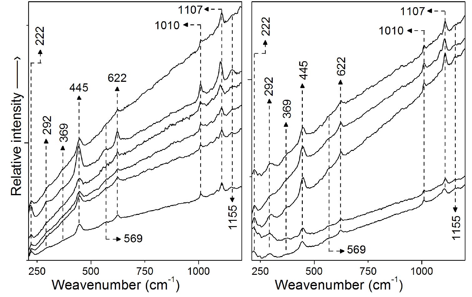 The raman spectra of the yellow-brown pigment from 11 wall