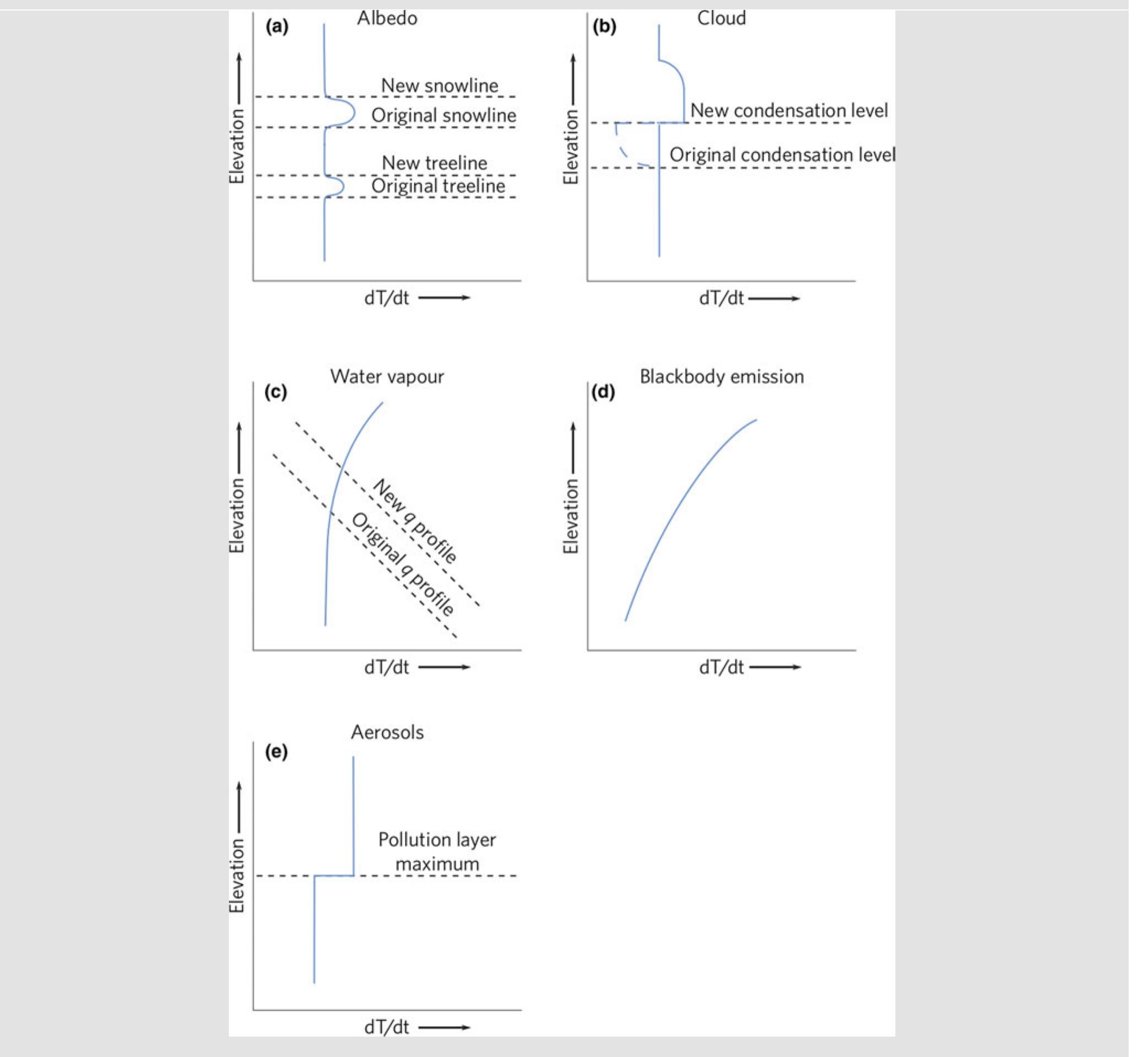 2 schematic diagrams of five mechanisms of elevation