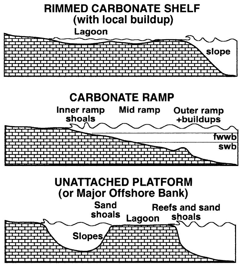 Morphological classification of carbonate platforms (after
