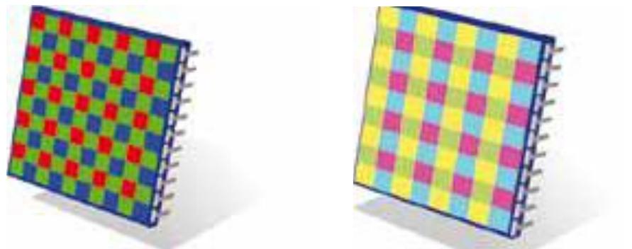 Bayer array color filter and cmyg color filter array 4.