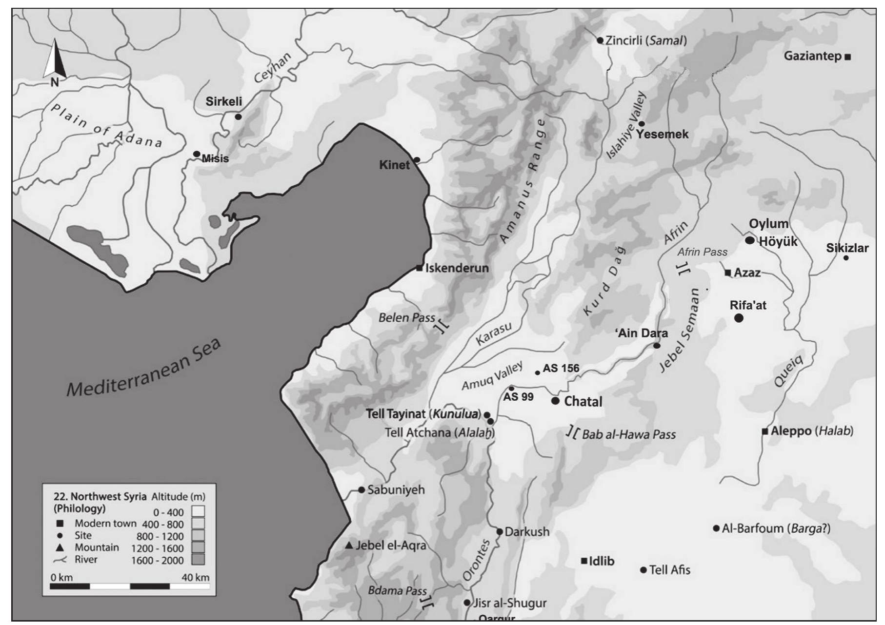 Map of the amuq and surrounding areas with sites mentioned
