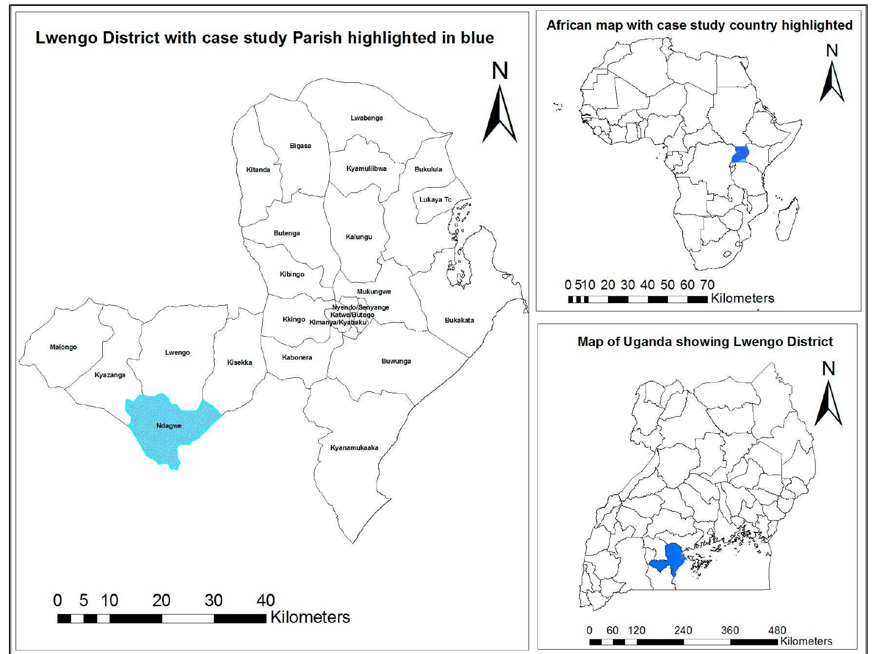 Map of uganda showing the case study location in lwengo
