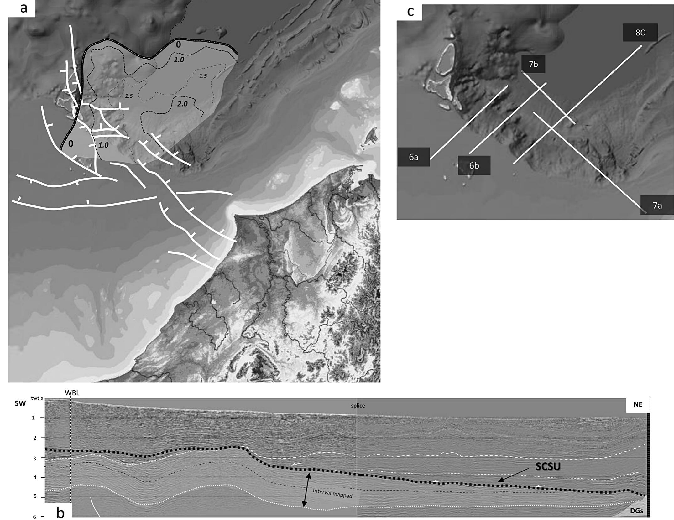 A) isochron map of part of the late syn-rift sag sequence