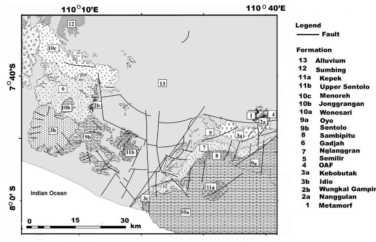 Geologic map of yogyakarta based on geologic map 1:100,000