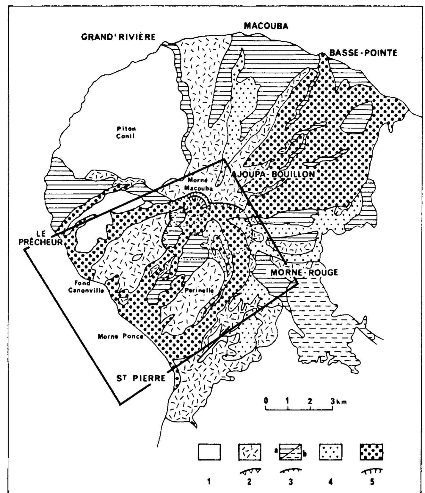 Geological sketch map of mount pelée volcano, after