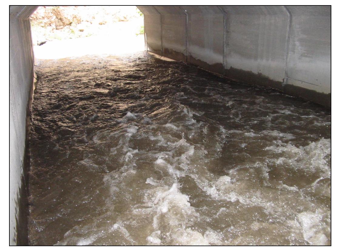 Interior of culvert 1, looking downstream, flow rate