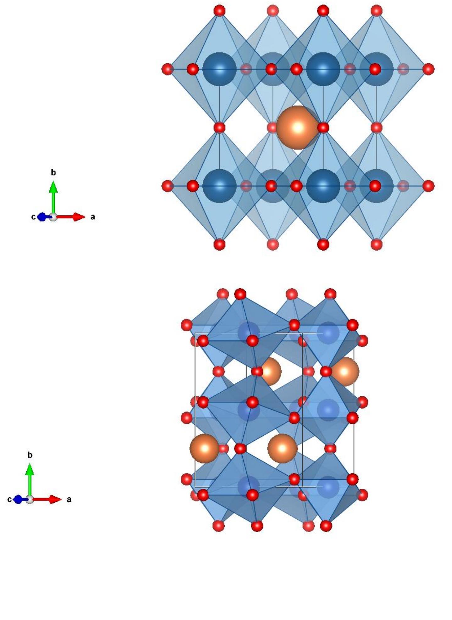 1. perovskite structure. top: ideal cubic structure/ bottom: