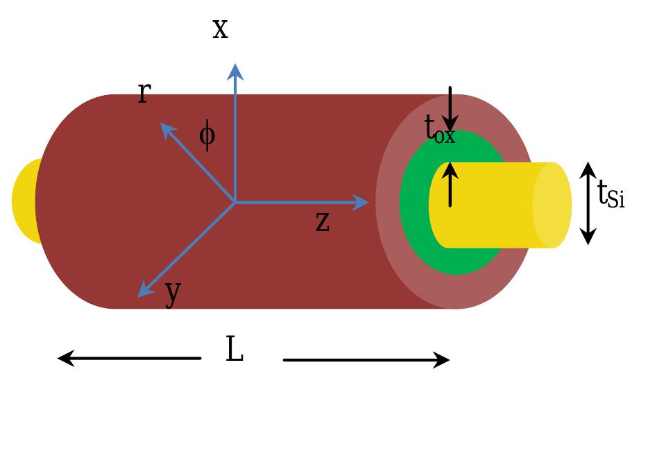 Schematic structure of cylindrical gate all around (cgaa)