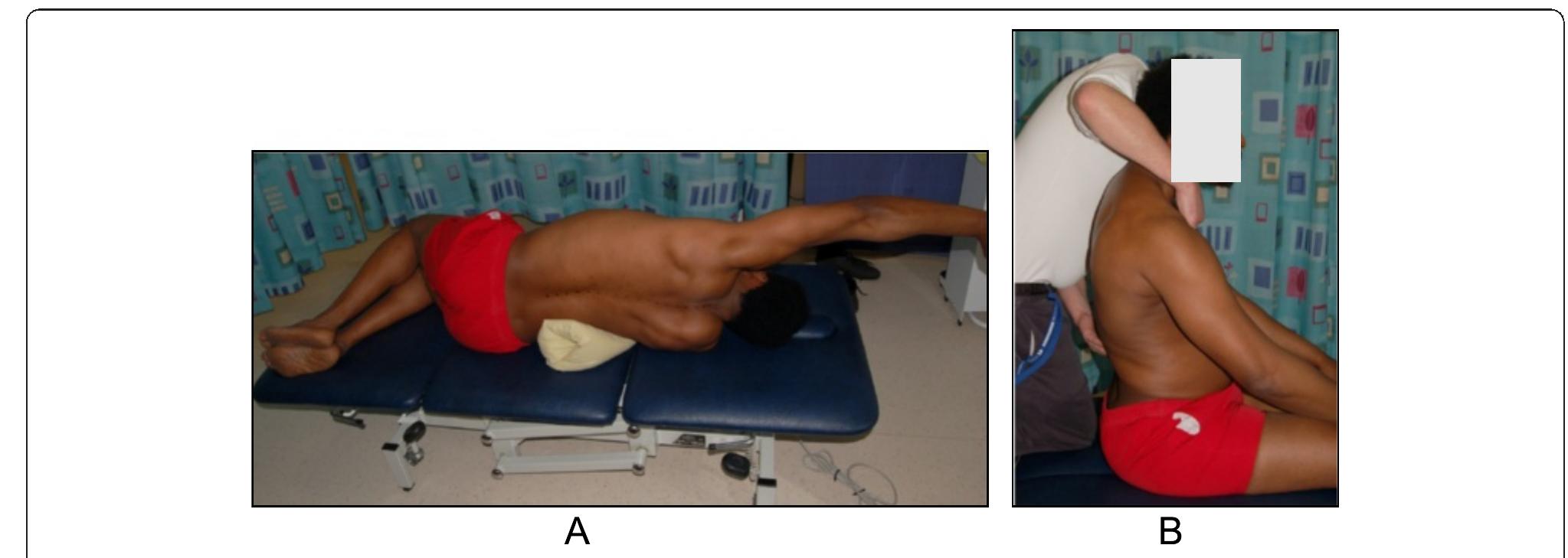 (a, b): lateral (a) and sagittal (b) trunk mobilization