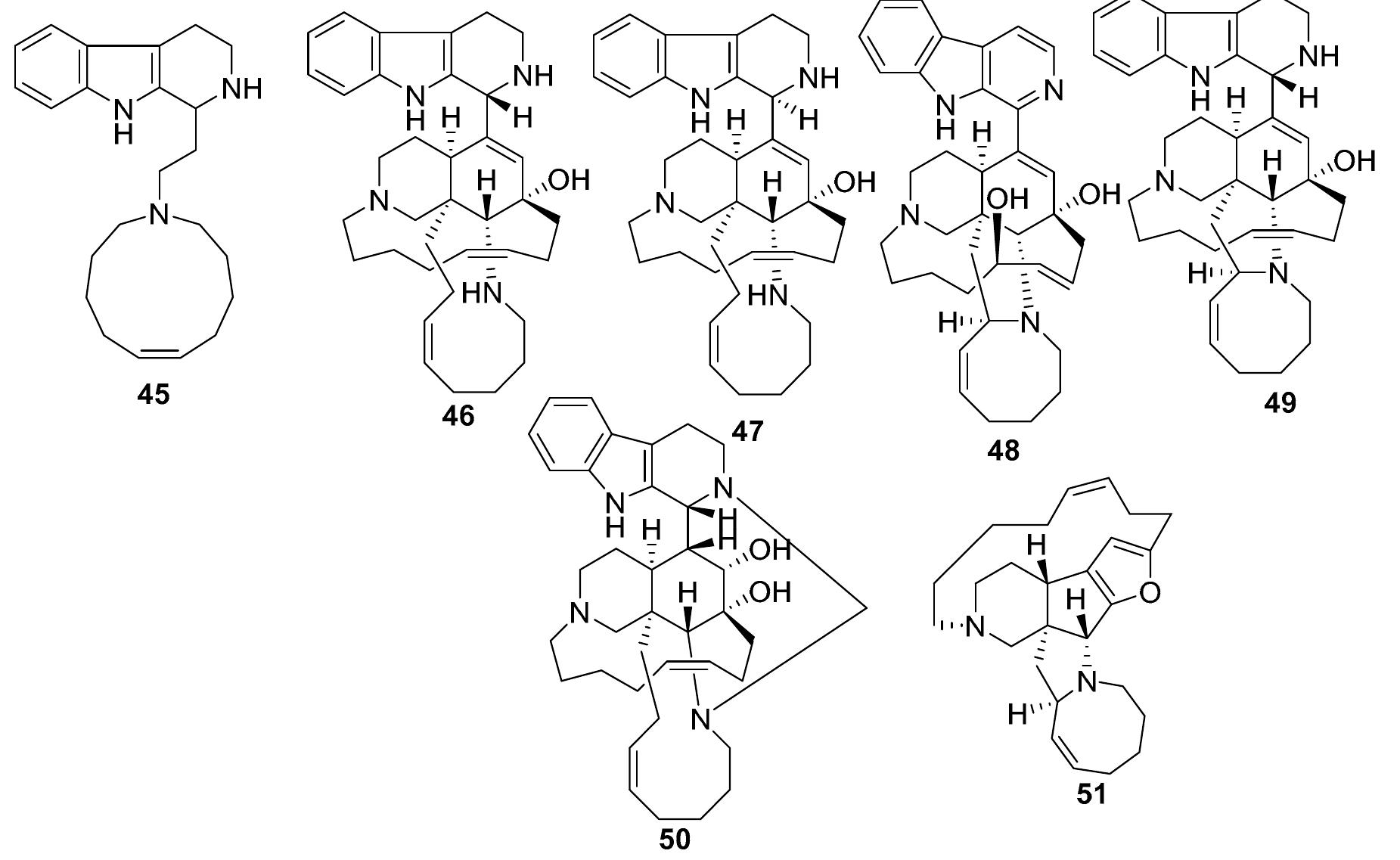 The chemical structures of the compounds (45-51). keramamine