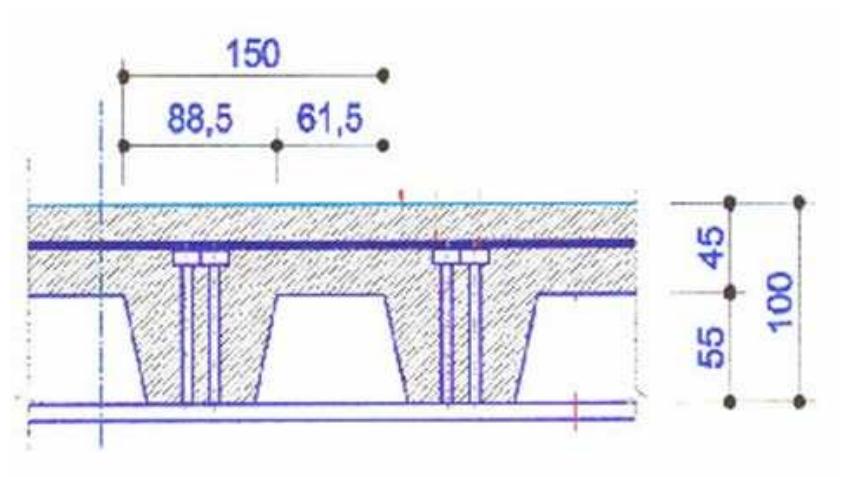 4 cross-section of the reinforced concrete slab on the beam