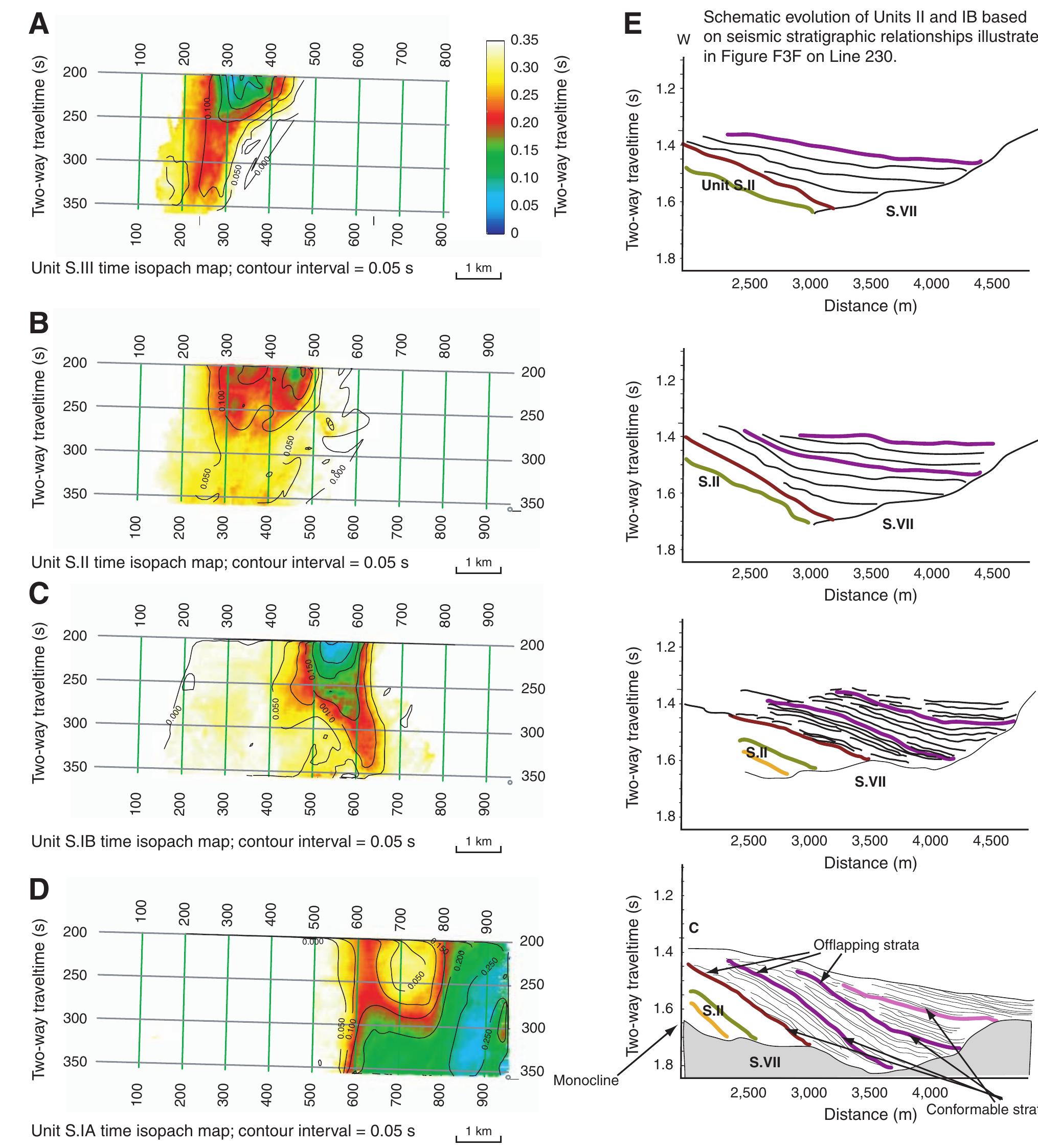 F8. isopach maps of units (a) s.iii, (b) s.ii, (c) s.ib, and