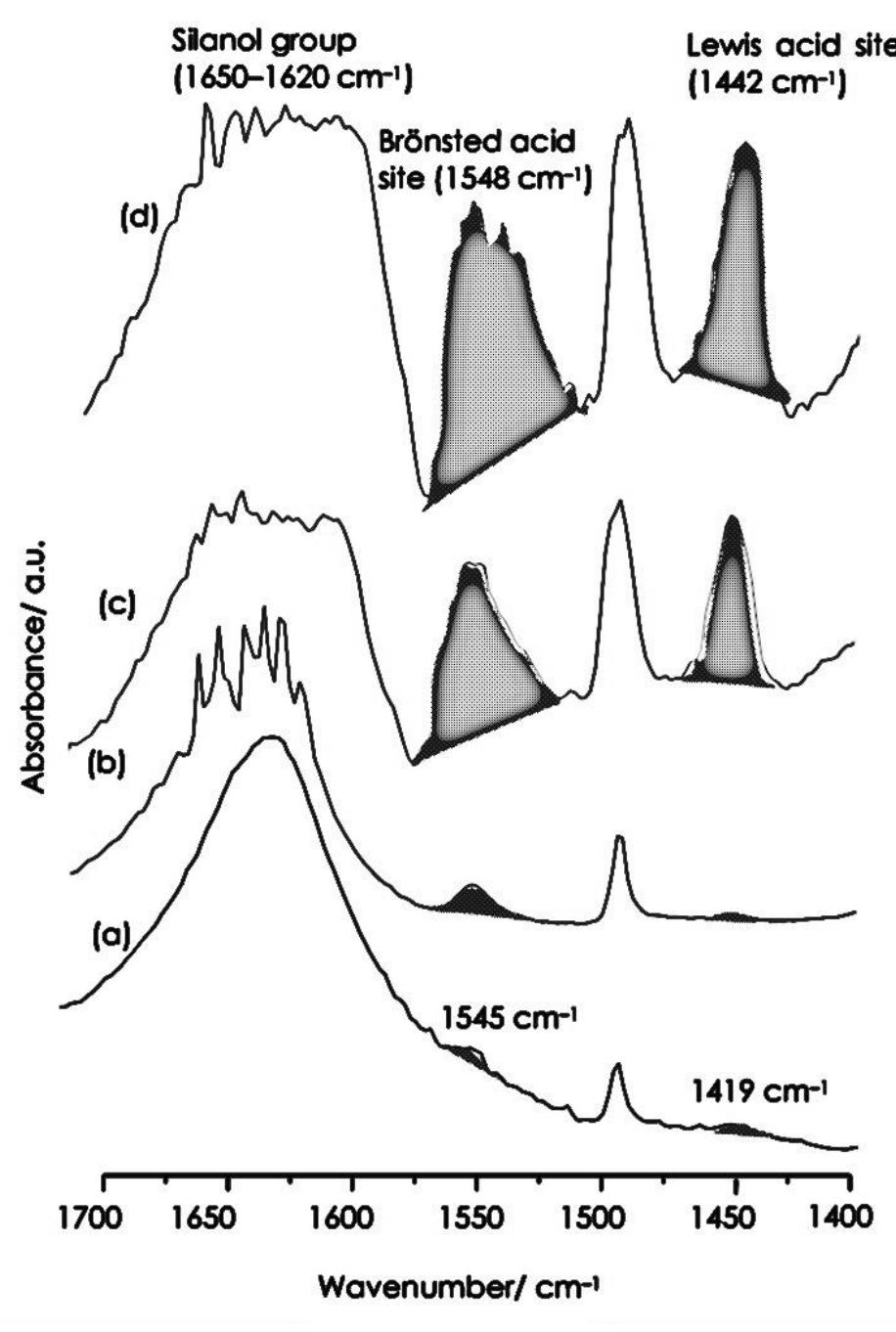 Ftir spectra of pyridine absorbed on zsm-5 zeolite