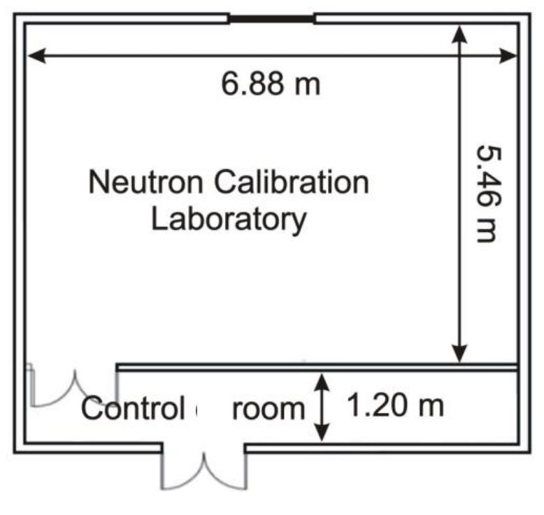 Simplified floor plan of the neutron calibration laboratory