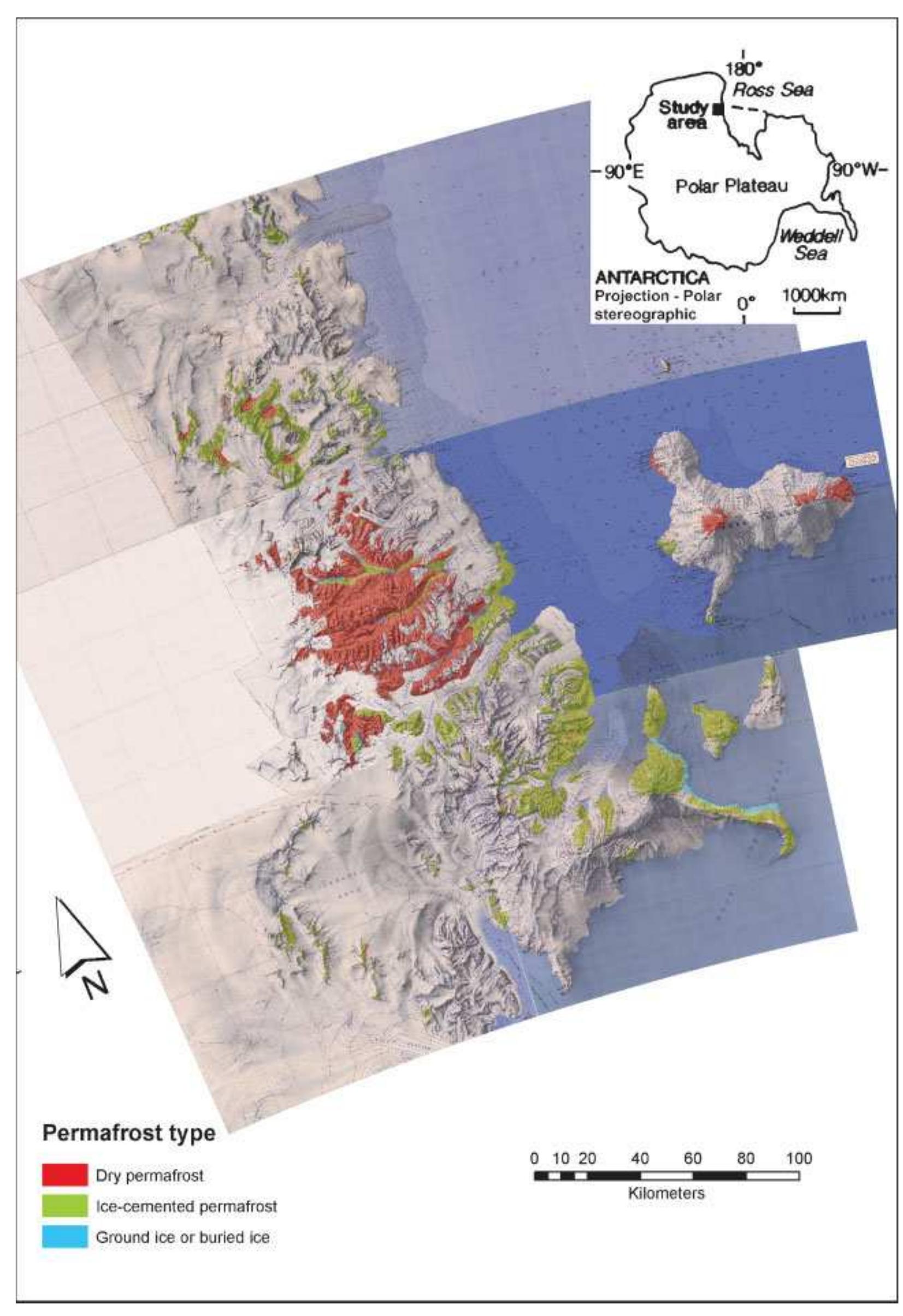 Reconnaissance map showing permafrost distribution by form