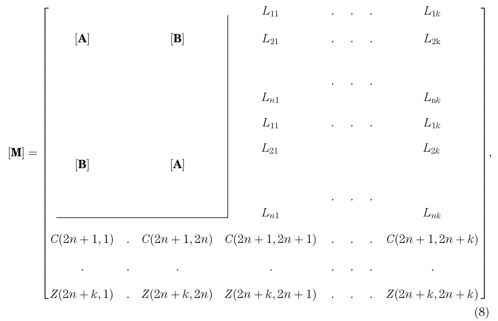 Where [m] is a (22+) x (2n+k) matrix, with a 2n x 2n
