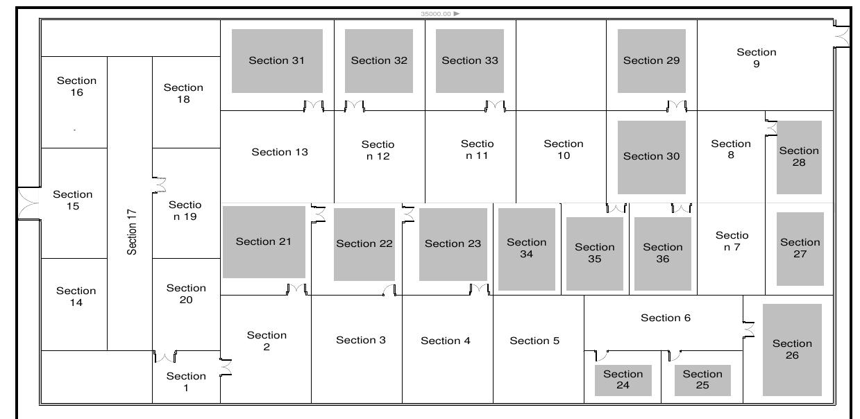 Factory a: floor plan of manufacturing area activities. as