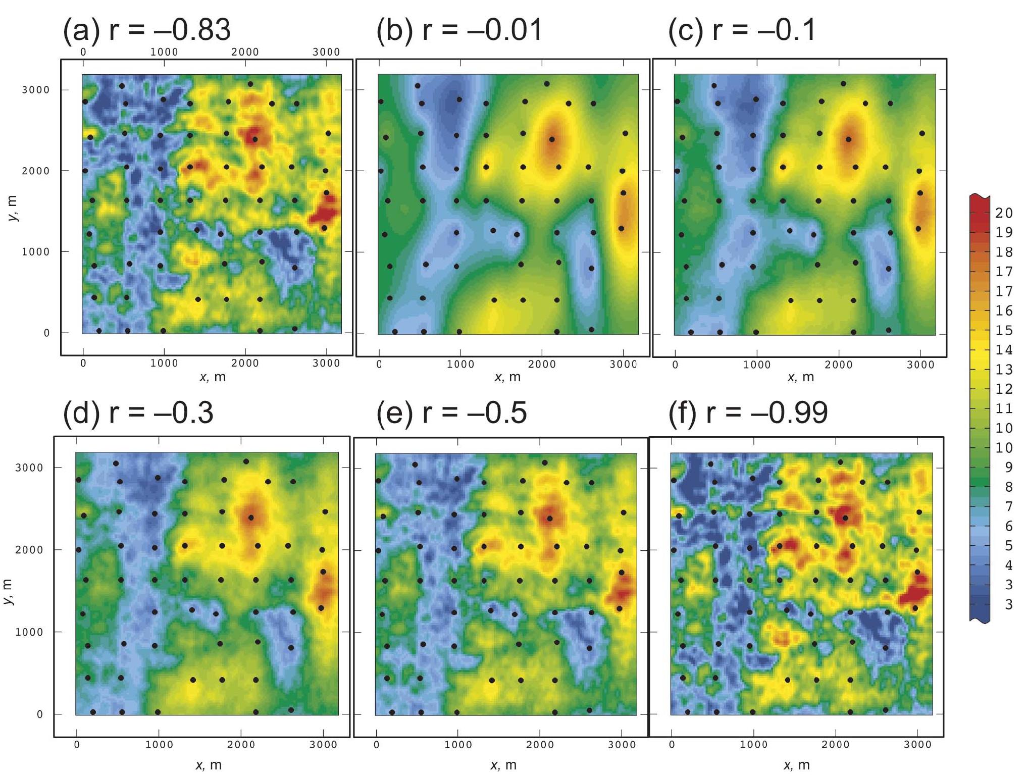 —collocated cokriging of a porosity surface from a west —collocated cokriging of a porosity surface from a west