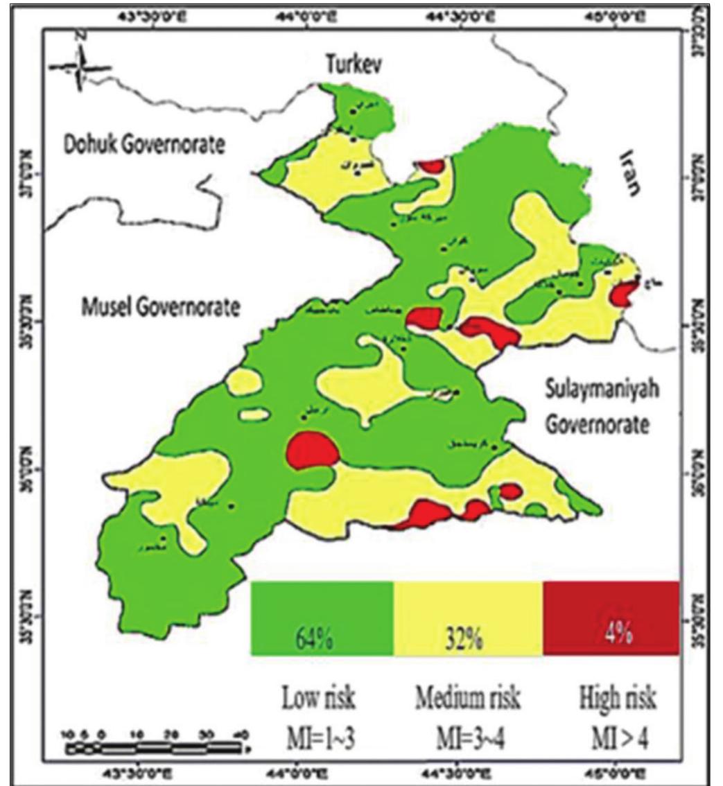 Seismic hazard map of erbil province for the historica