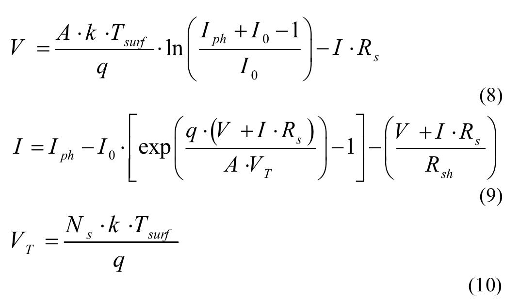 Equations (8) and (9) give the voltage of a single solar