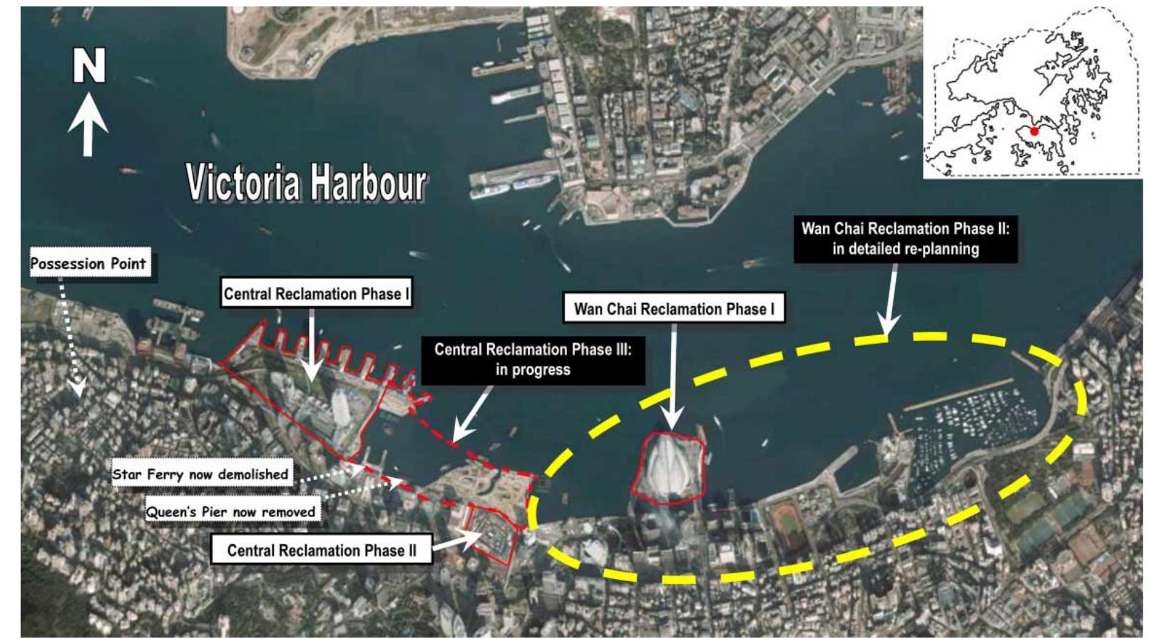 The five phases of central and wan chai reclamation. source: