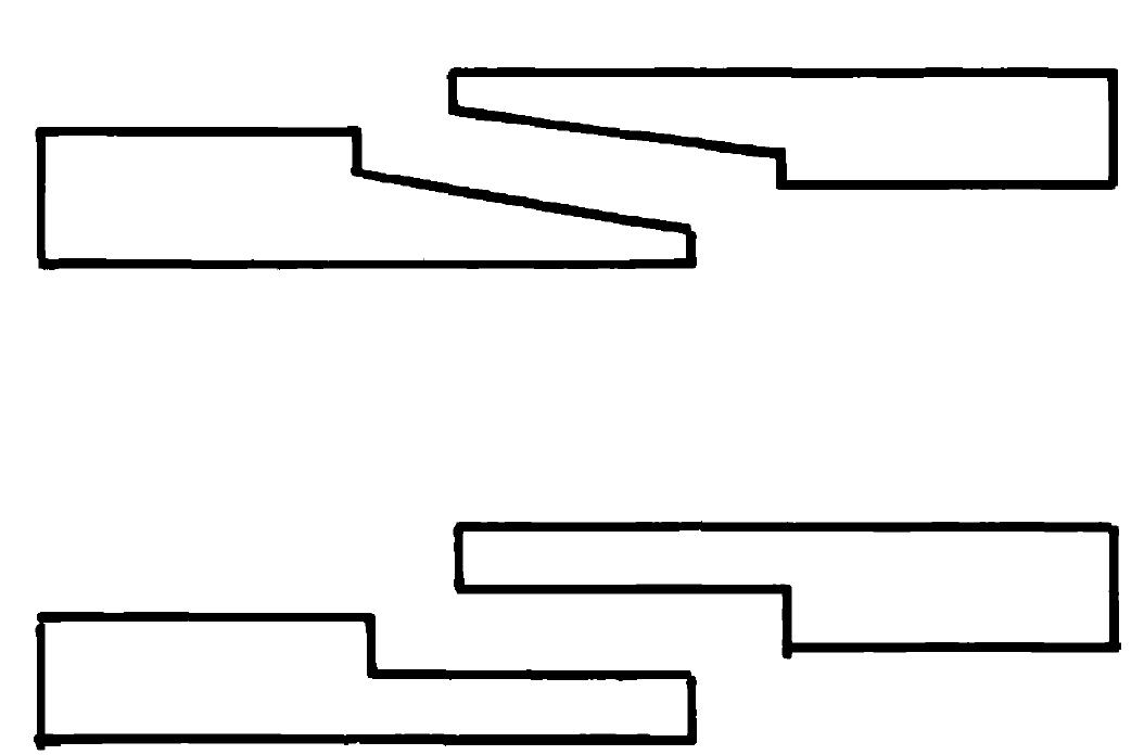 Schematic of slanted and level step fractures often
