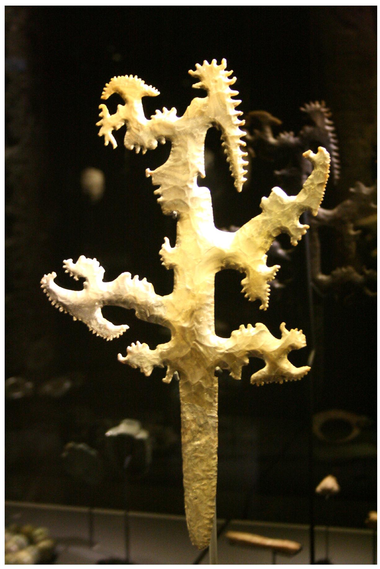 Eccentric maya flint scepter depicting the god kawil. photo: