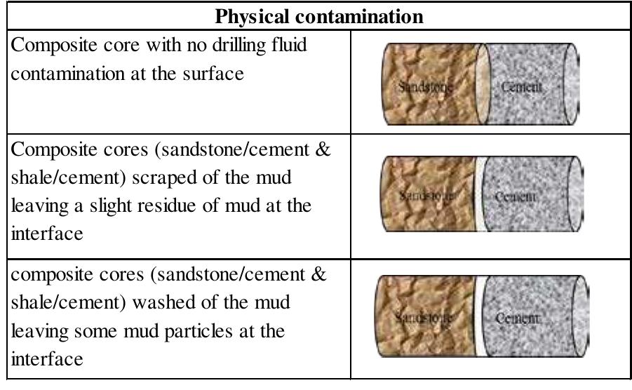 Sample designs for physical mud contamination the rock cores