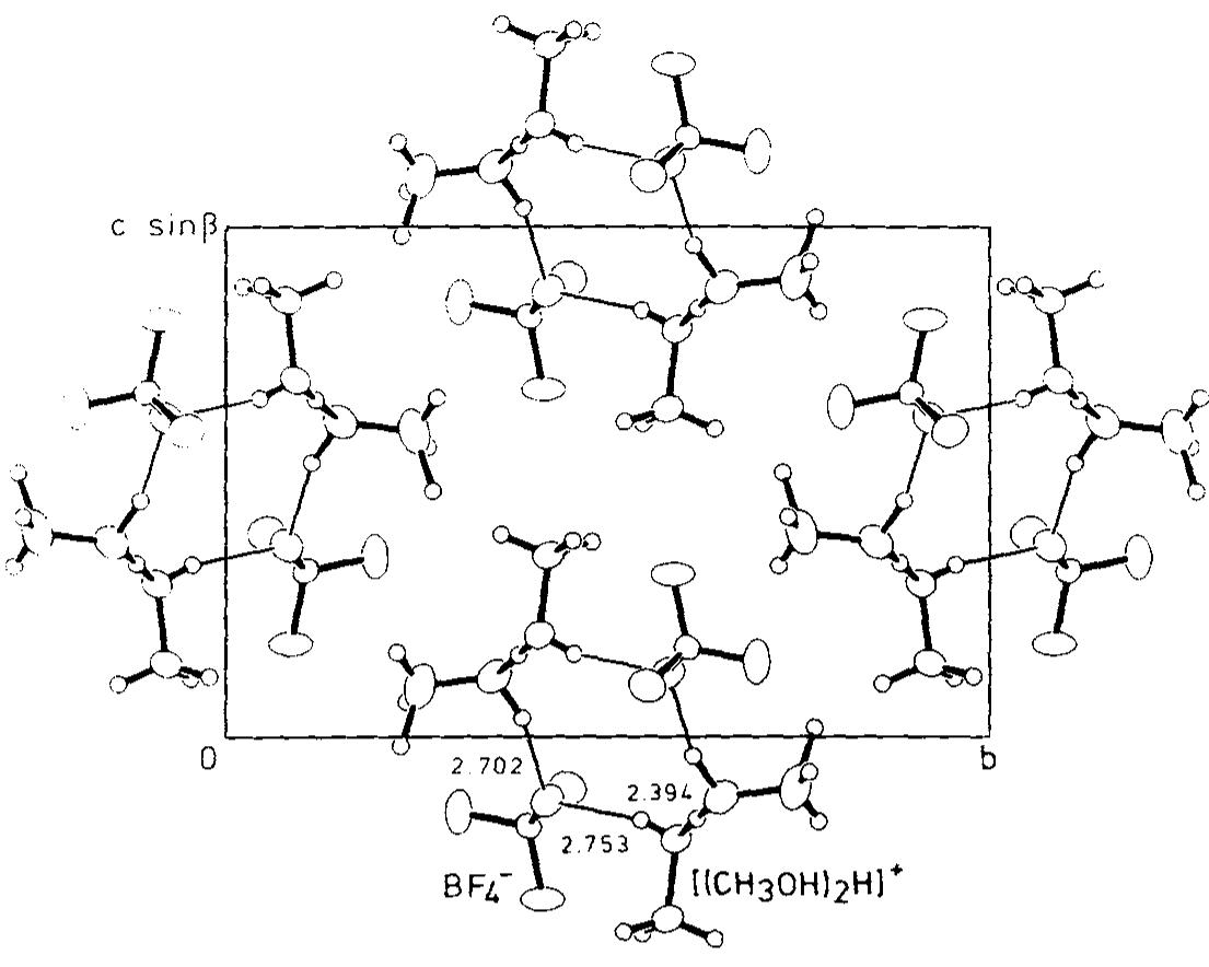 Crystal structure of c,hyo2bf,. projection down the a-axis,