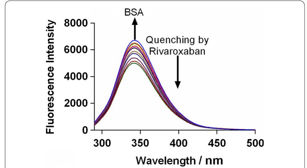 The fluorescence quenching spectra of bsa in the presence of